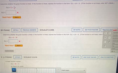 Solved Determine Whether The Given Function Is Linear If Chegg Com