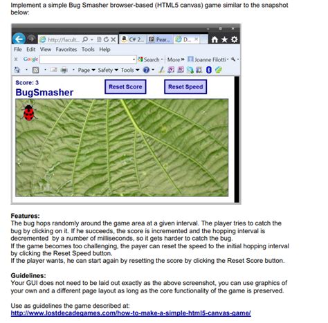 Solved Implement A Simple Bug Smasher Browser Based Html5
