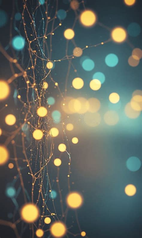Interconnected Dots And Colorful Lights Representing A Neural Network Stock Illustration