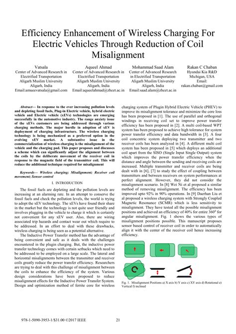 Pdf Efficiency Enhancement Of Wireless Charging For Electric Vehicles Through Reduction Of