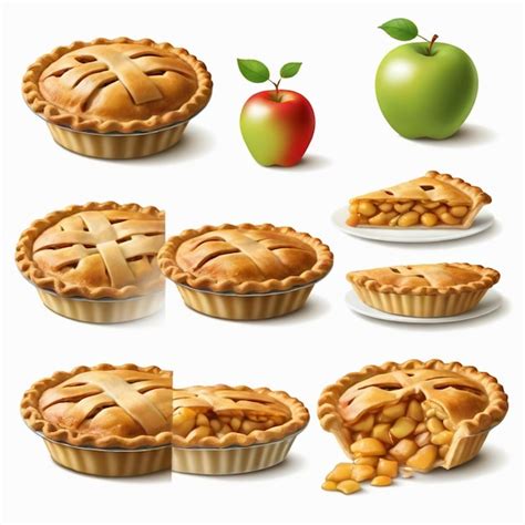 Apple Pie Vector Set White Background Isolated Premium Ai Generated