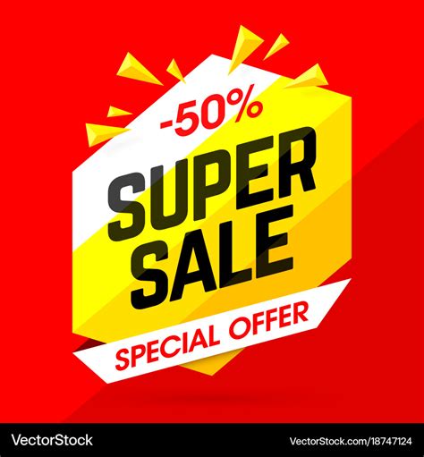 Super Sale Special Offer Banner 50 Off Discount Vector Image