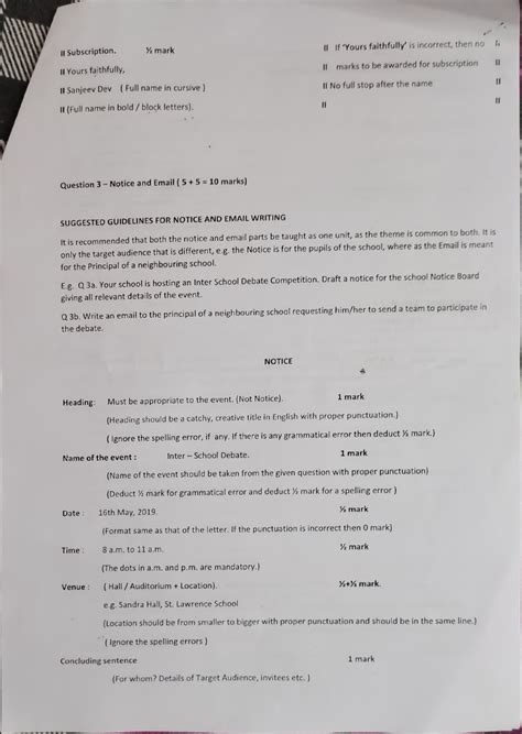 ICSE English Language Marking Scheme What Instructions Are Given To Examiners For Checking The