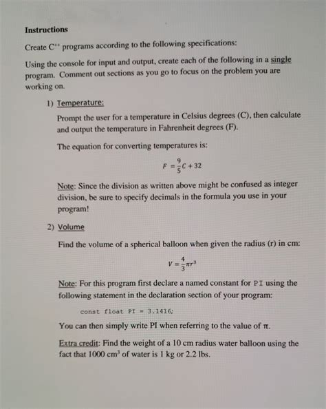 Solved Instructions Create C Programs According To The