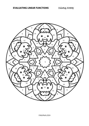 Evaluating Linear Functions Coloring Activity Color By Code Teaching Resources