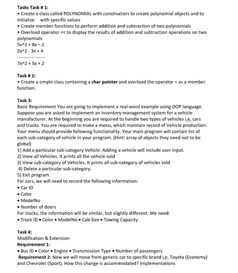 Tasks Task 1 • Create A Class Called Polynomial