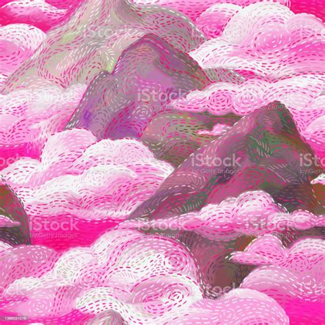 산 봉우리와 구름과 원활한 자연 패턴 추상적 인 가로 배경 물결 모양 파스텔 텍스처 네이처 씬으로 표면 디자인 0명에 대한 스톡 벡터 아트 및 기타 이미지 Istock