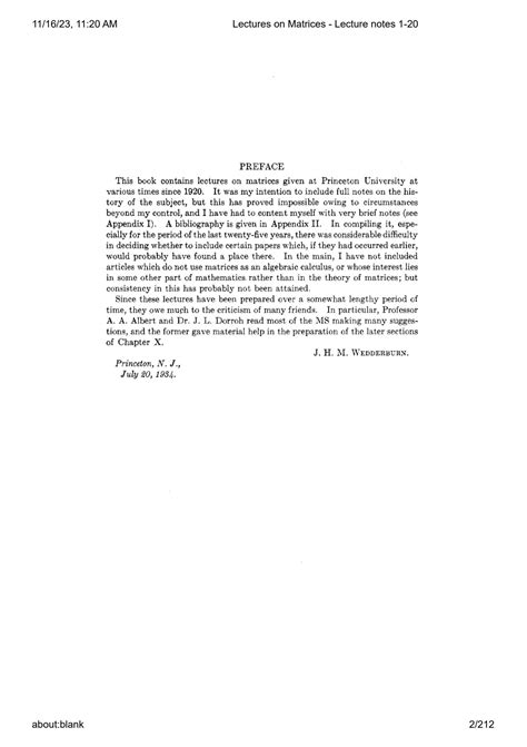 SOLUTION Lectures On Matrices Lecture Notes 1 20 Studypool