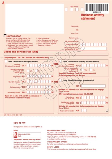 Simple Business Activity Statement Bas Form Calculator Owen J Mccrink