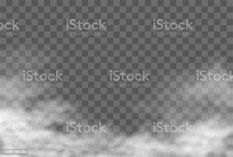 벡터 배경입니다 투명 한 배경에 구름 또는 안개 연기 미스트 효과 하늘 질감 검은색에 대한 스톡 벡터 아트 및 기타 이미지