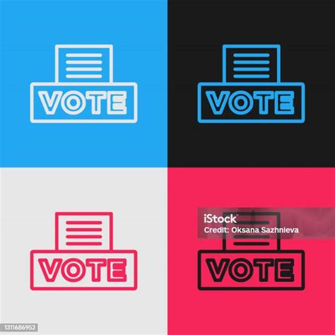 팝 아트 라인 투표 상자 또는 색상 배경에 고립 된 봉투 아이콘투표함 벡터 Referendum에 대한 스톡 벡터 아트 및 기타