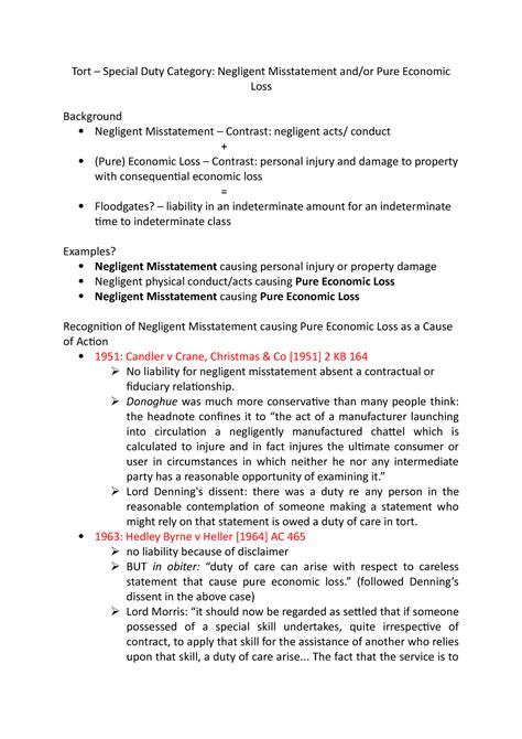 Negligent Misstatement Donoghue Was Much More Conservaive Than Many