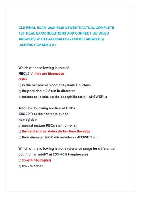 CLS FINAL EXAM NEWEST ACTUAL COMPLETE REAL EXAM QUESTIONS AND CORRECT DETAILED