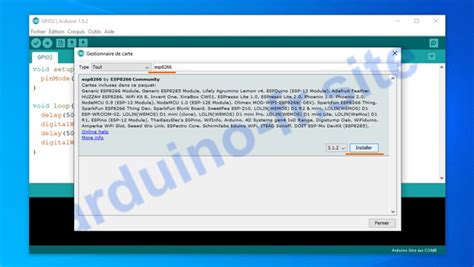 GUIDE Arduino esp ESP E ESP F module WiFi code câblage