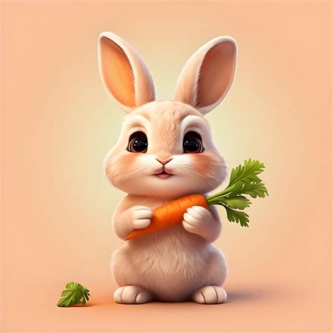 Cute Rabbit Cartoon Illustration Premium Ai Generated Image