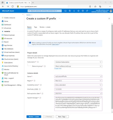 Azure에서 사용자 지정 IPv4 주소 접두사 만들기 Azure Virtual Network Microsoft Learn