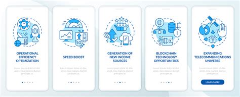 Iot In Telecom Advantages Blue Onboarding Mobile App Screen Stock Illustration Download Image