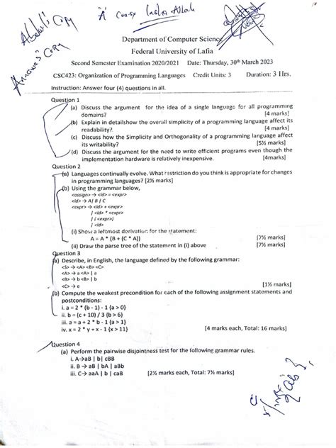 Csc423 Organization Of Programming Languages Pdf