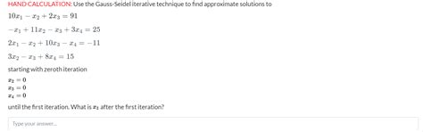 solved hand calculation use the gauss seidel iterative