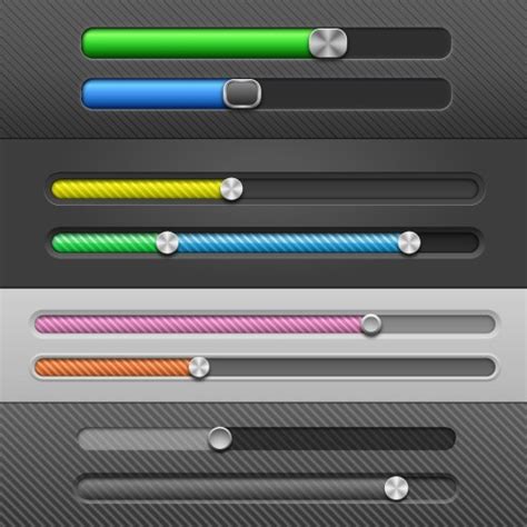 Slider Buttons Colored D Oval Icons Royalty Free Vector