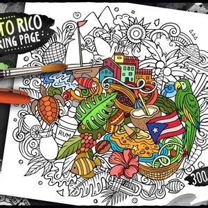 Puerto Rico Digital Coloring Page Puerto Rican Cartoon Doodle Adult Funny Coloring Sheets