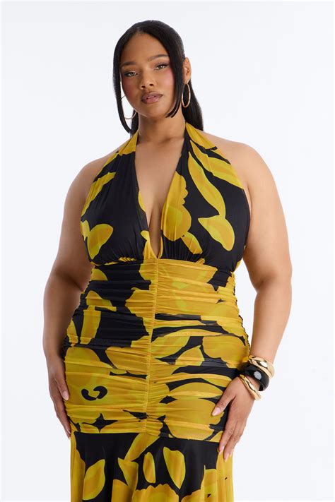 Golden Glow Mesh Maxi Dress Blackyellow Fashion Nova