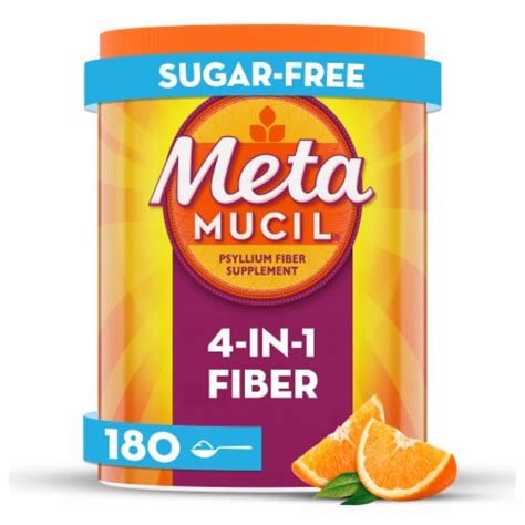 Metamucil 4 In 1 Psyllium Fiber Supplement Sugar Free Orange Powder 36