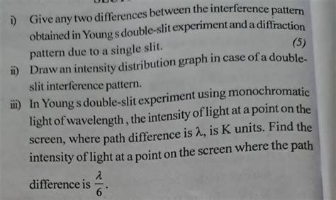 I Give Any Two Differences Between The Interference Pattern Obtained In