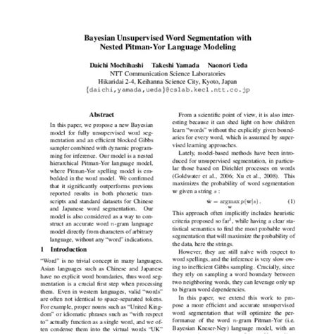 Bayesian Unsupervised Word Segmentation With Nested Pitman Yor Language