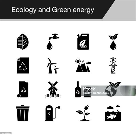 생태와 녹색 에너지 아이콘입니다 프레 젠 테이 션 그래픽 디자인 모바일 응용 프로그램 웹 디자인 인포 그래픽을 위한 디자인 벡터 일러스트입니다 0명에 대한 스톡 벡터 아트
