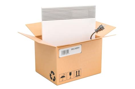Premium Photo Delivery Concept Convection Heater Inside Parcel 3d