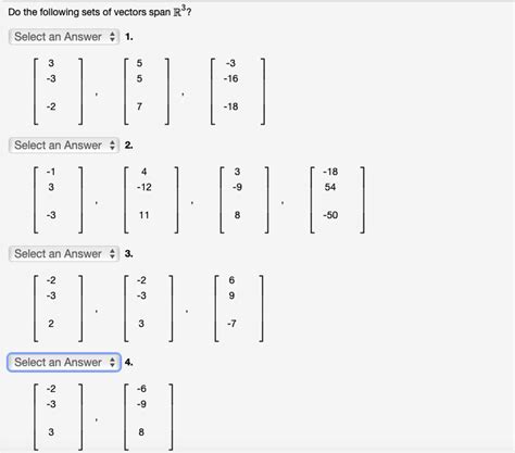 Solved Do the following sets of vectors span R³ Select Chegg