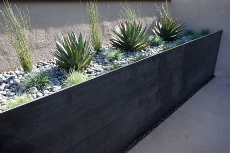 Custom Steel Planters Worley Residence Modern Landscape San Diego By Maiden Steel Houzz