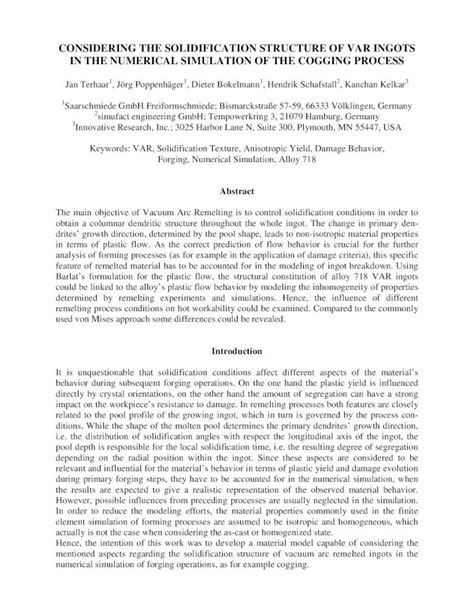 Pdf Considering The Solidification Structure Of Var … · Numerical Simulation Of Forging