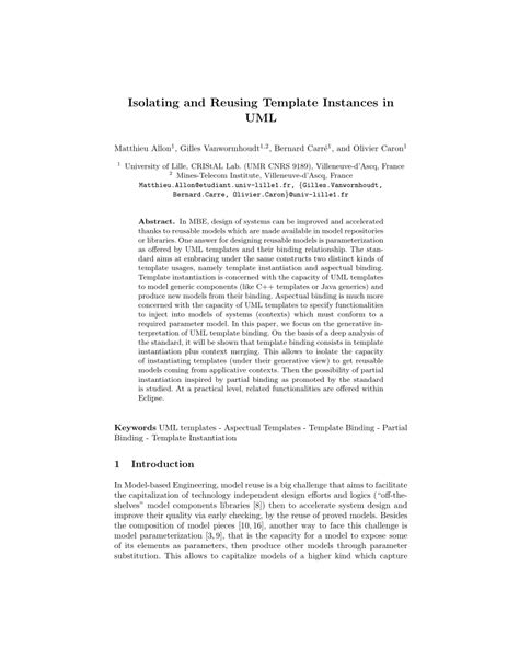 pdf isolating and reusing template instances in uml