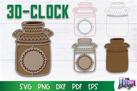 3d Clock Svg Laser Cut File Cnc File Graphic By The T Store Design
