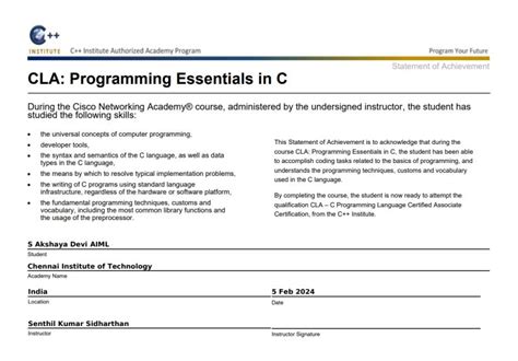 Akshaya Devi S On Linkedin Cisco Programmingessentials Cprogramming