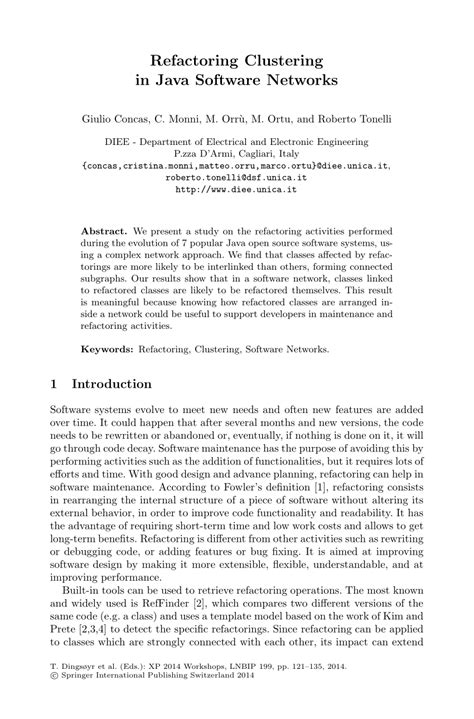 Pdf Refactoring Clustering In Java Software Networks
