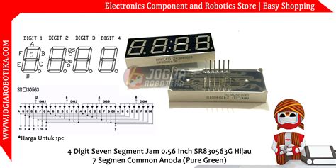 jual 4 digit seven segment jam common anoda 0 56 inch hijau pure green