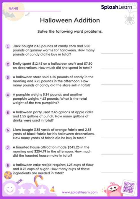 Decimal Addition Word Problems Worksheets Free And Printable Splashlearn