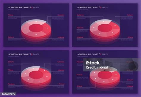 벡터 아이소메트릭 원형 차트 디자인 시각화 보고서 프레 젠 테이 션 인포 그래픽을 만들기 위한 현대 서식 파일 집합입니다 3차원 형태에 대한 스톡 벡터 아트 및 기타 이미지