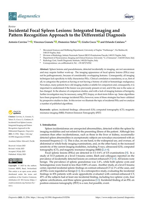 Pdf Incidental Focal Spleen Lesions Integrated Imaging And Pattern Recognition Approach To