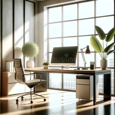Ai Generated Illustration Of A Sleek Modern Office Space Stock Illustration Illustration Of