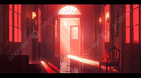 반쯤 열린 문이 있는 빨간색 방 빛이 침투하는 3d 그림 방 문 문 배경 문호 개방 배경 일러스트 및 사진 무료 다운로드