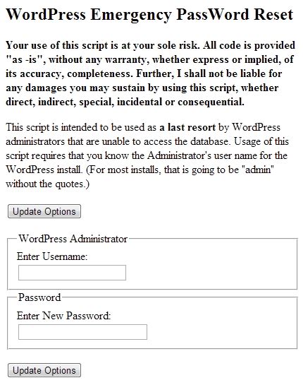Emergency Wordpress Password Reset Script Can Fix Wordpress Login Errors Qot