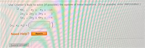 solved use cramer s rule to solve if possible ﻿the system