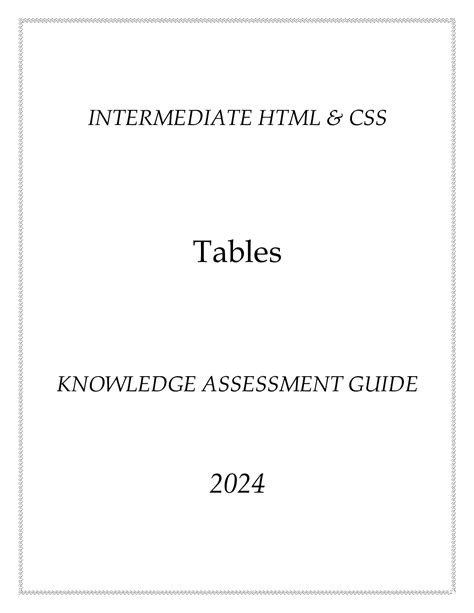 Intermediate Html And Css Tables Knowledge Assessment Guide 2024