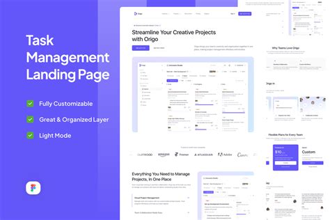 Task Management Landing Page Origo Figma Design Prime Access