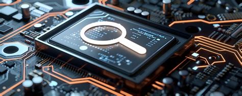 Magnifying Glass Icon Embedded In Circuit Board Premium Ai Generated Image