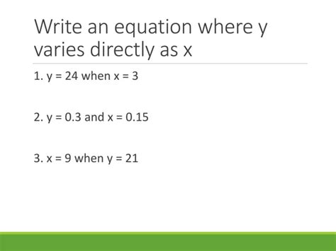 Solving Problems Involving Direct Variation